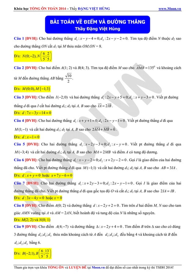 02 bai toan ve diem va duong thang | PDF