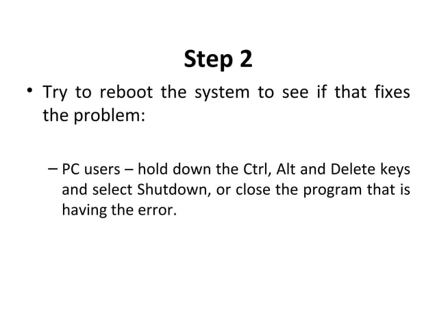 Basic Troubleshooting | PPT | Operating Systems | Computer Software and ...