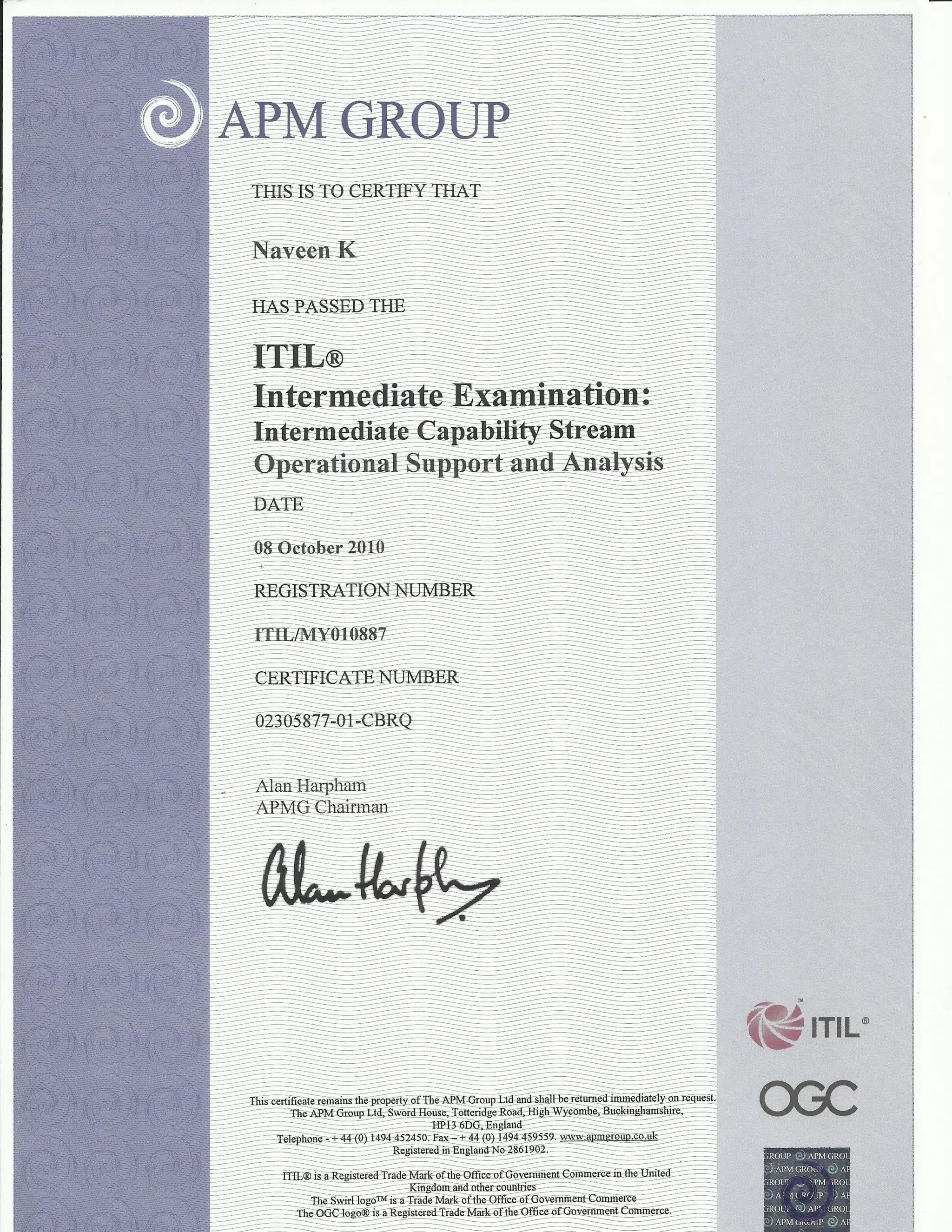 ITIL Intermediate OSA Certificate | PDF