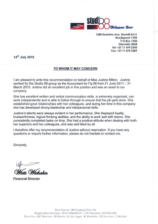 Fly 88 Reference Letter | PDF