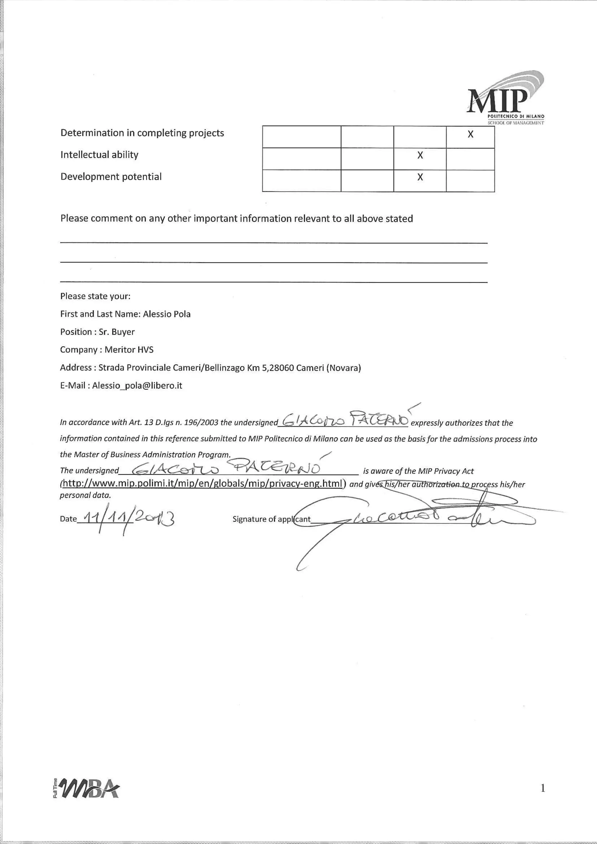 Reference letter_ Alessio Pola | PDF