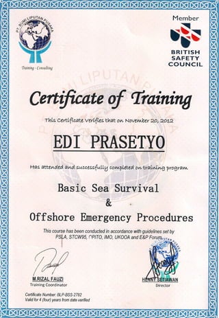sea survival badge and certificate | PDF
