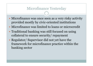 Microfinance: Yesterday, Today, and Tomorrow: What is the Next Best ...