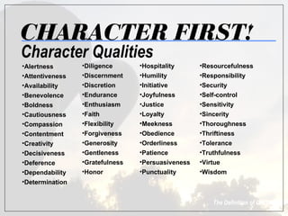 Building Character Sustainability | PPT