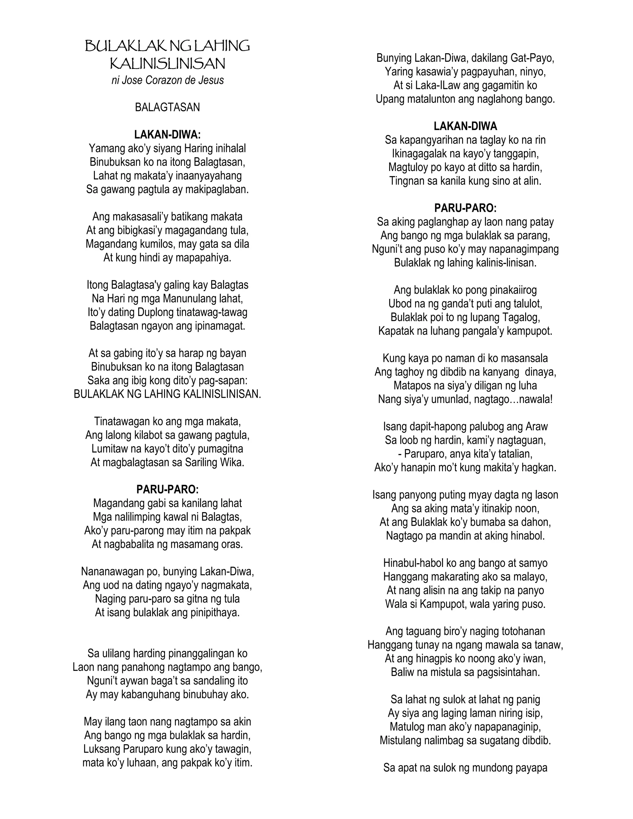 02 bulaklak ng lahing kalinis linisan ni jose corazon de hesus | PDF