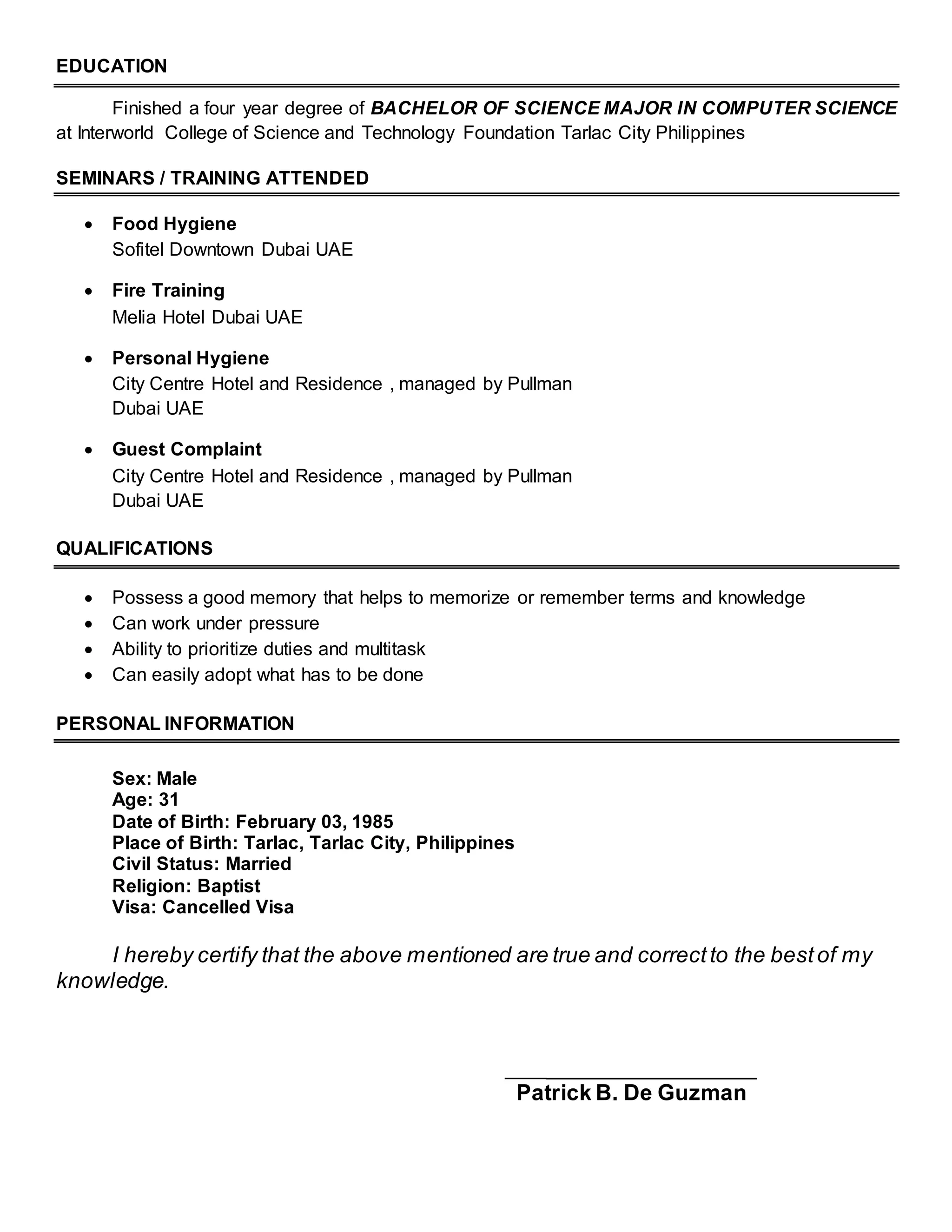 Patrick Latest CV | PDF