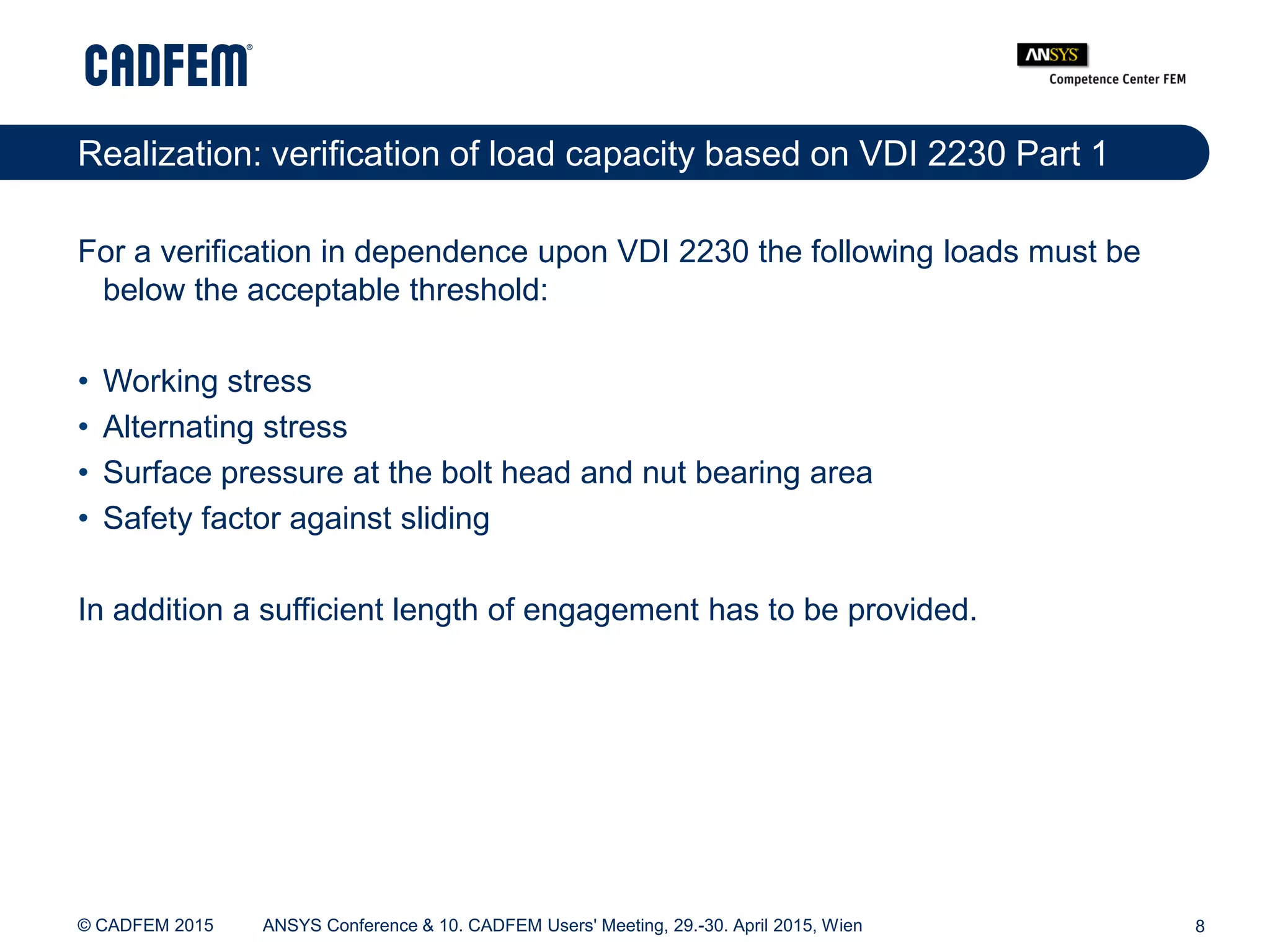 Fast and reliable bolt assessment inside ansys | PDF