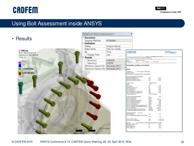 Fast and reliable bolt assessment inside ansys