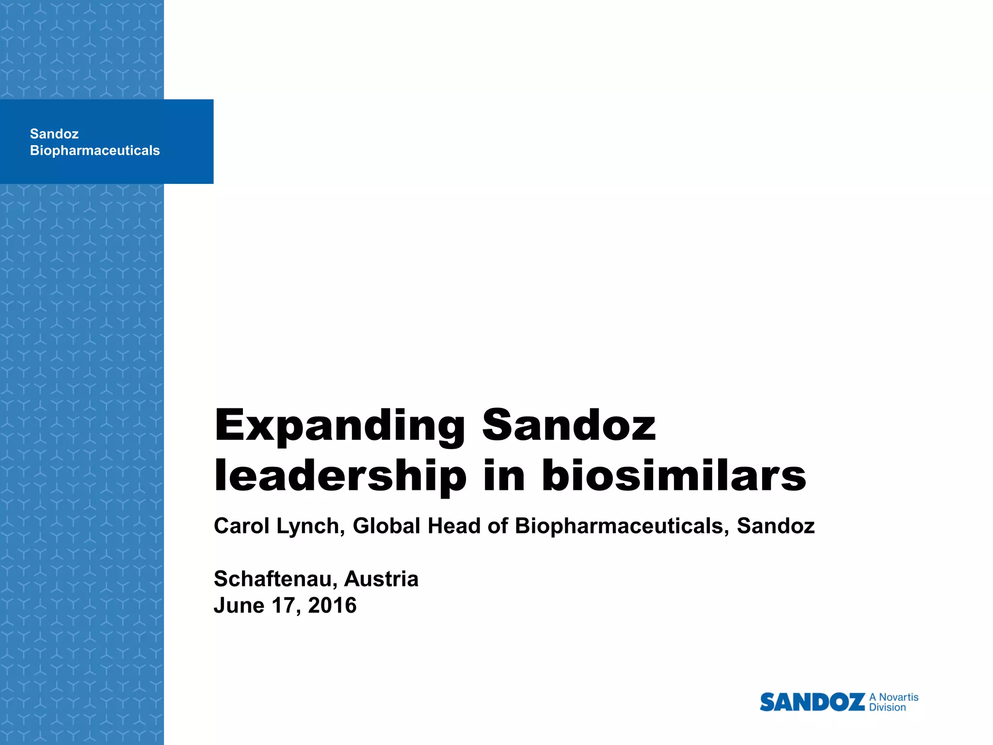 Expanding Sandoz leadership in biosimilars | PDF