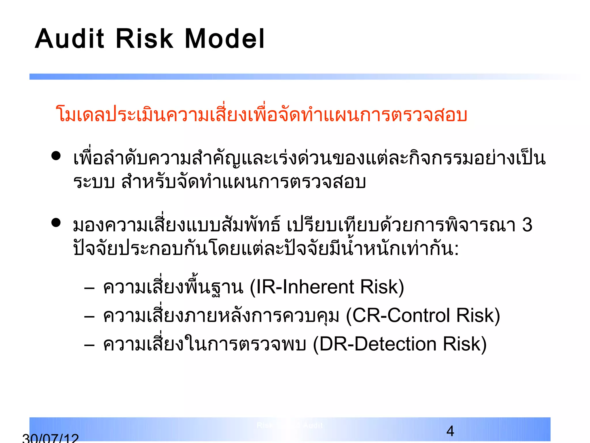 Audit Risk Assessment Model Thai | PPT