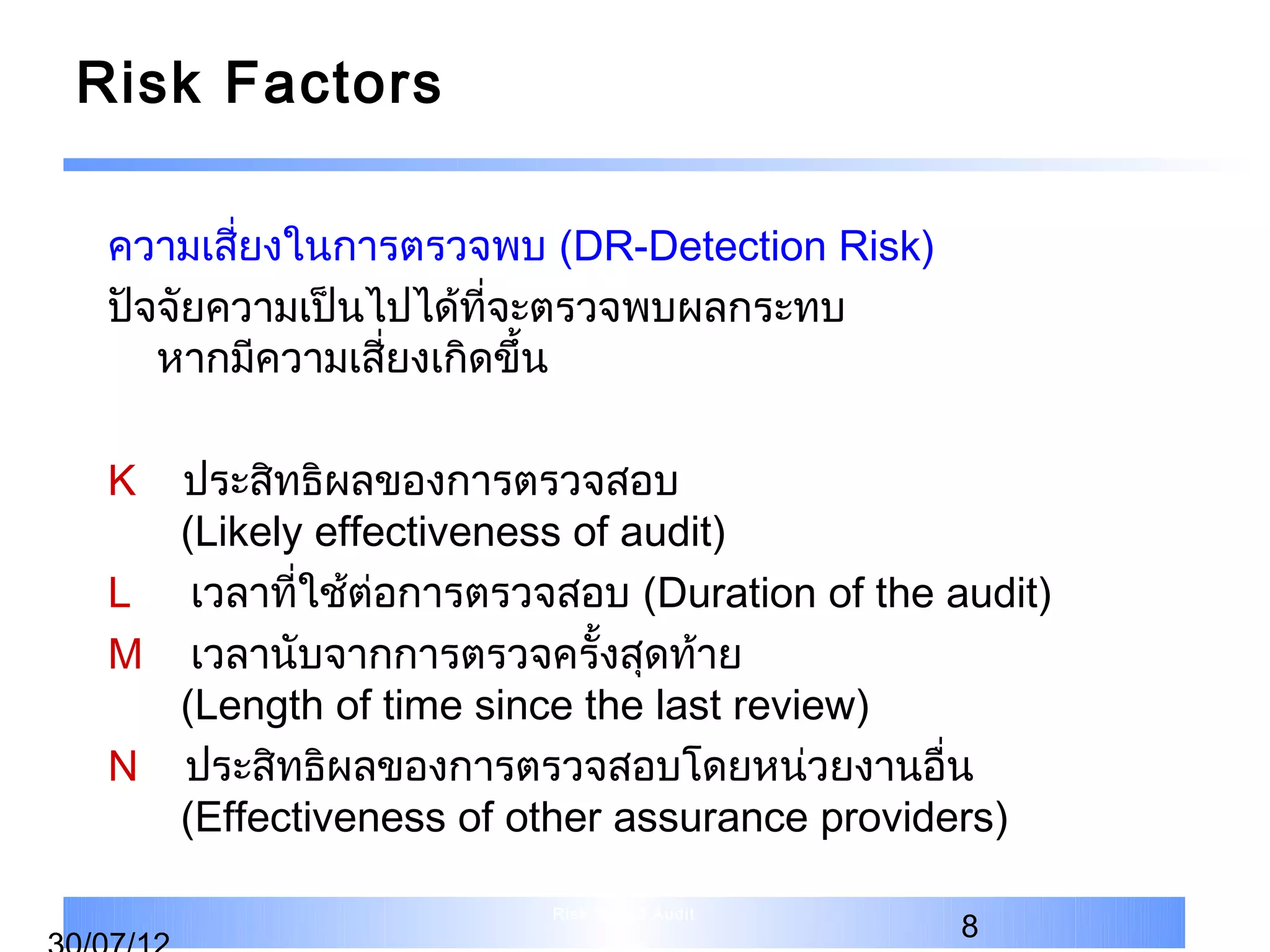 Audit Risk Assessment Model Thai | PPT