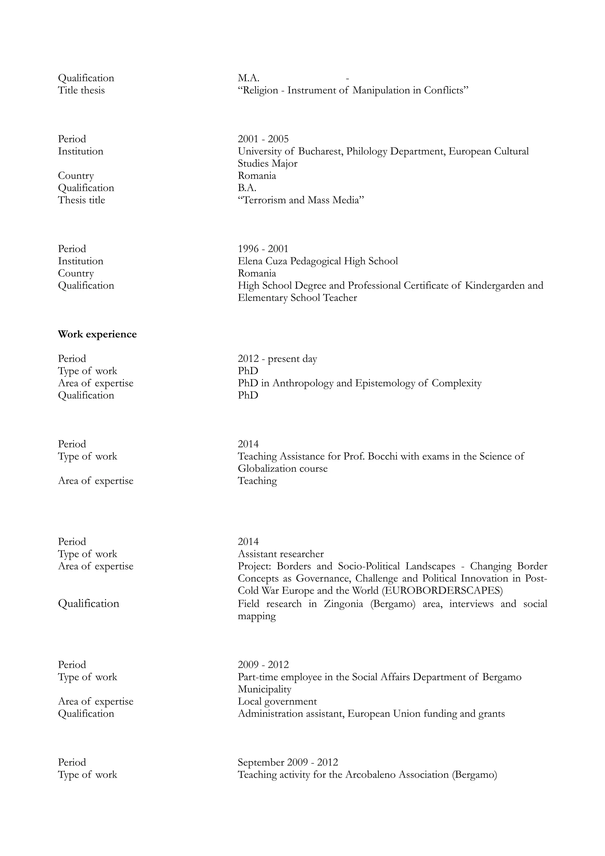 CV Andreea Mihai (English) | PDF