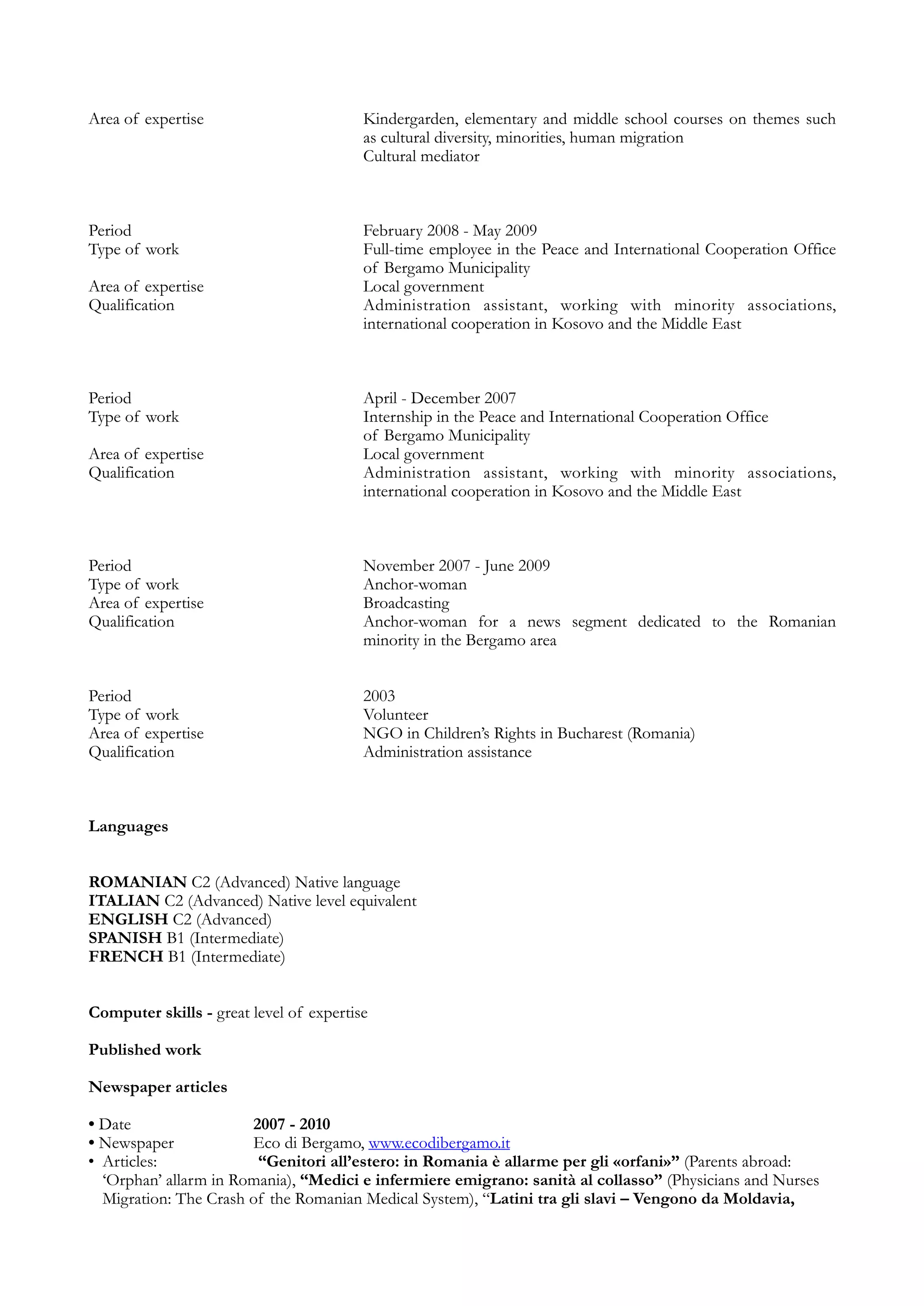 CV Andreea Mihai (English) | PDF