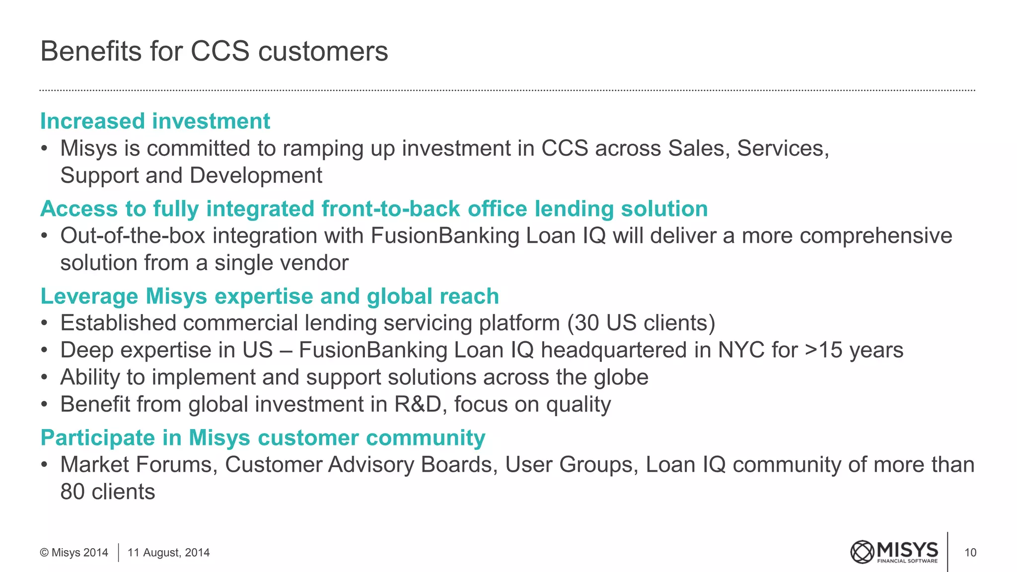 Misys acquires Custom Credit Systems, a leading provider of credit ...