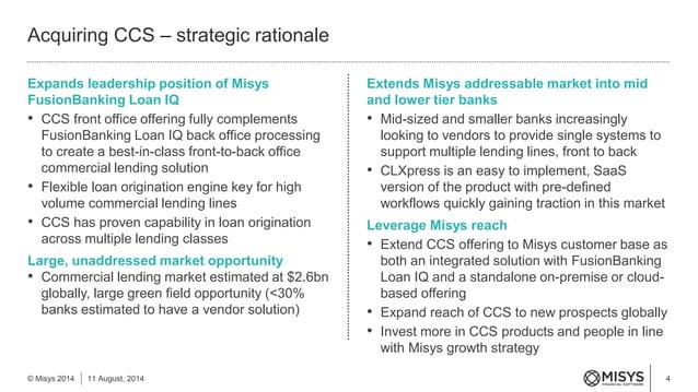 Misys acquires Custom Credit Systems, a leading provider of credit ...