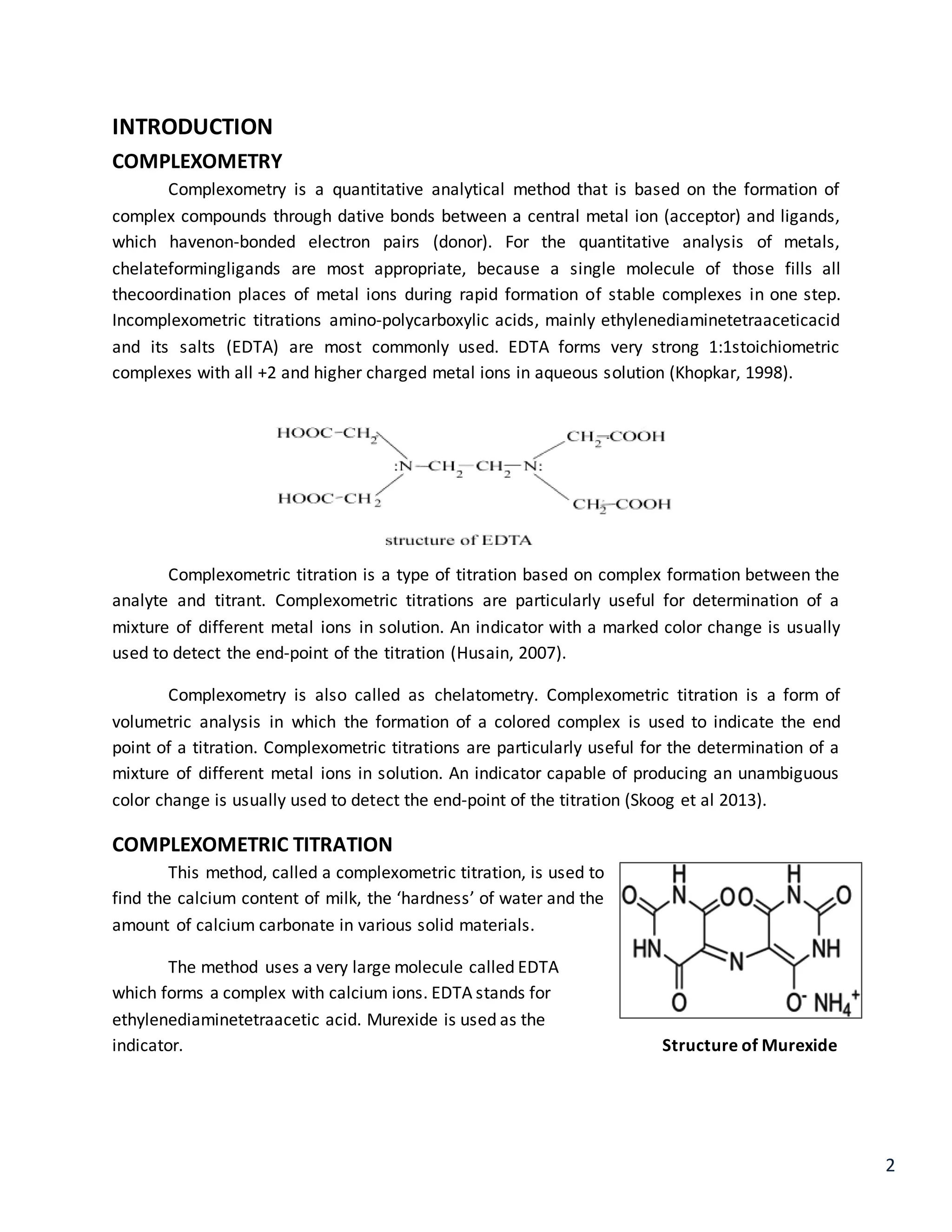 Estimation of Calcium in Fish Pond water by Complexometric Method | DOCX