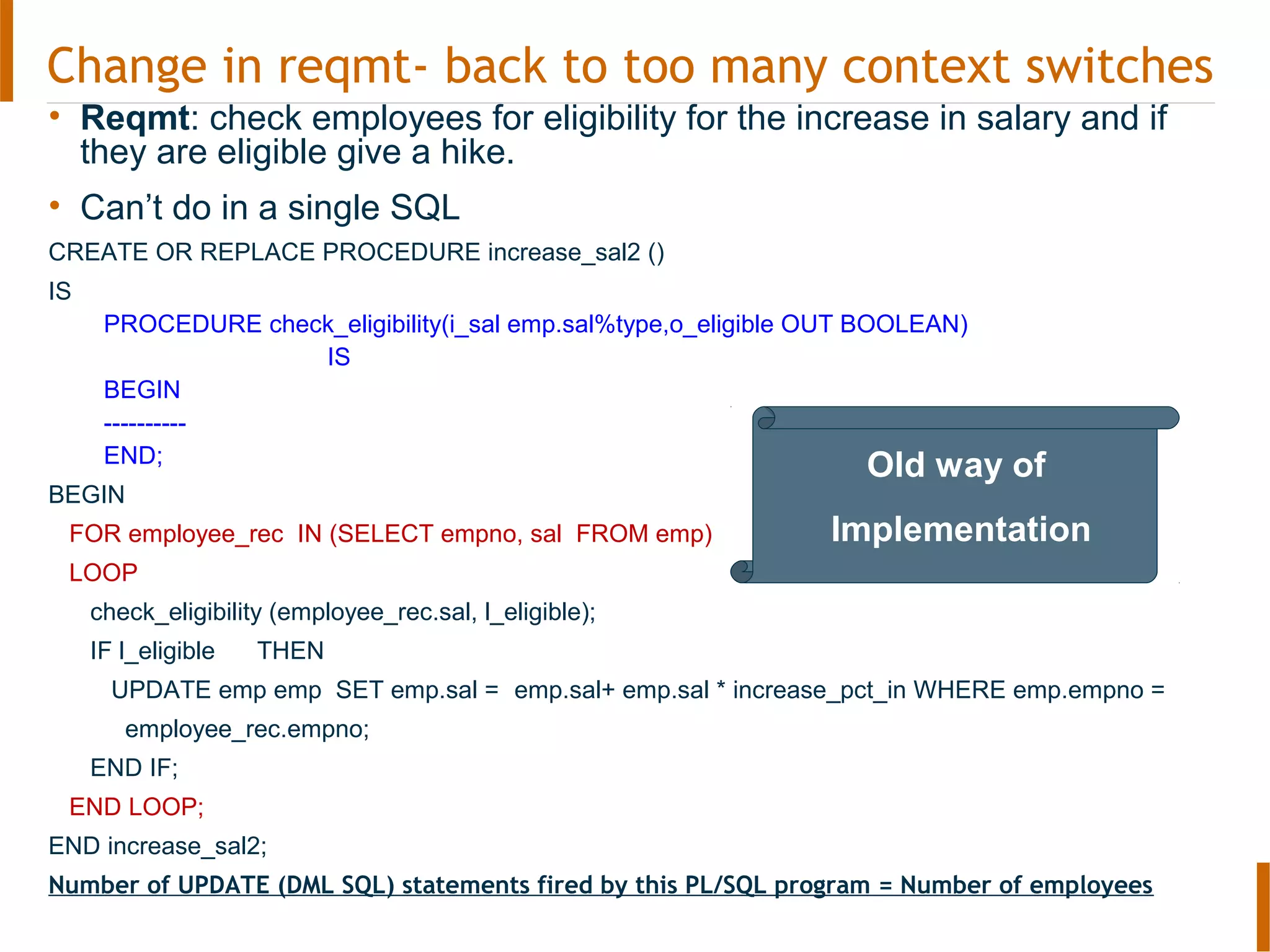 Oracle - SQL-PL/SQL context switching | PPT