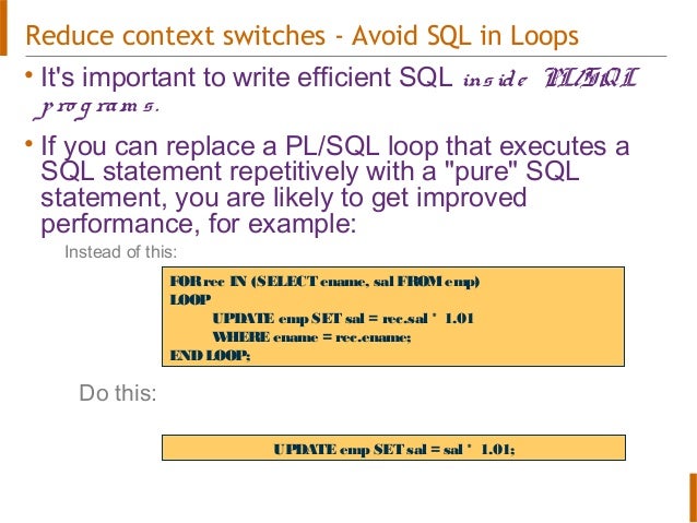 Oracle Sql Pl Sql Context Switching
