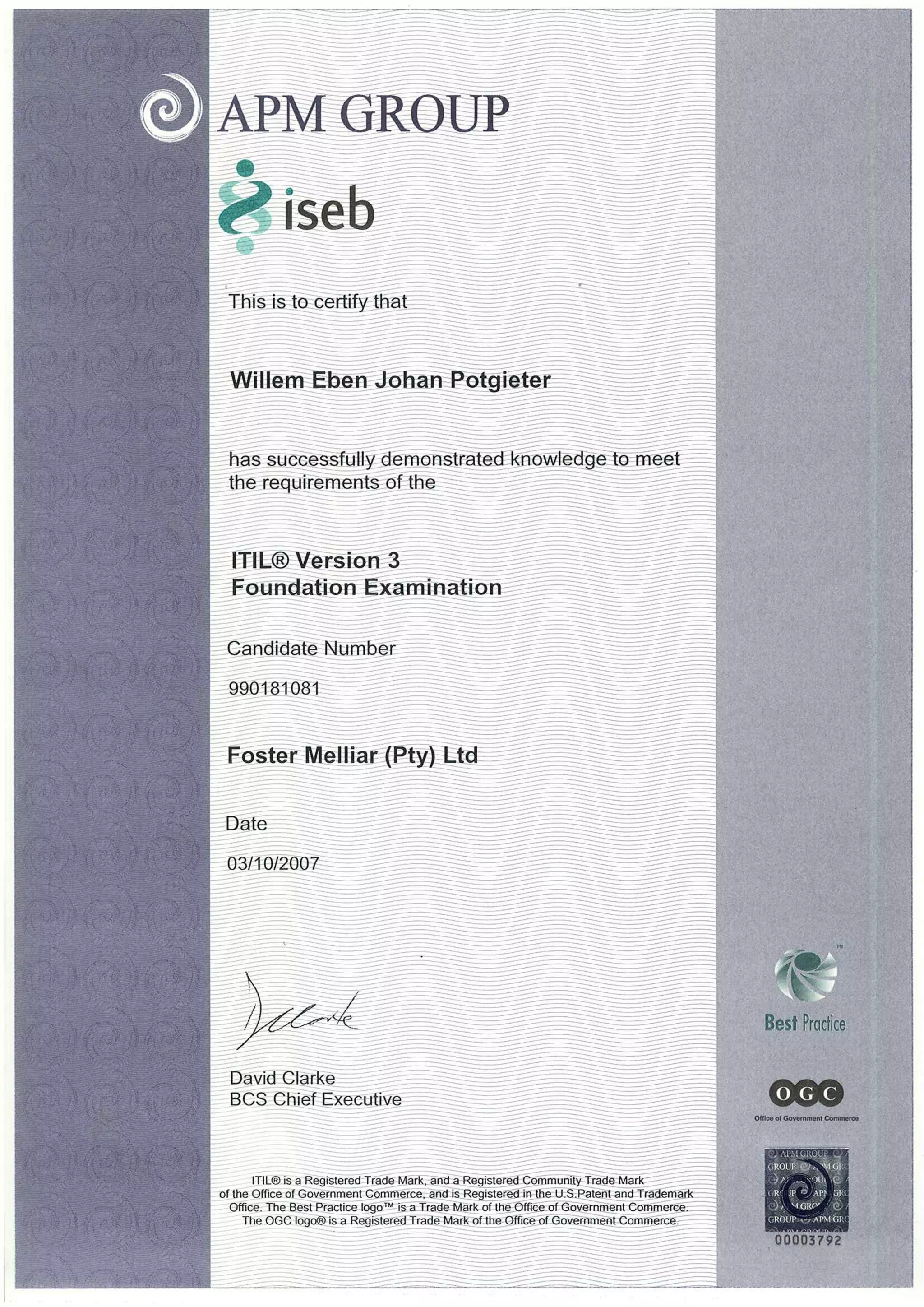 APM Group V3 Foundation Exam Certificate | PDF