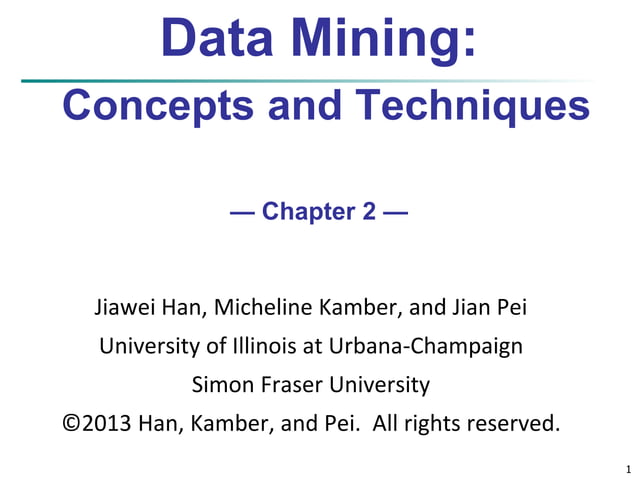 Data mining :Concepts and Techniques Chapter 2, data | PPT