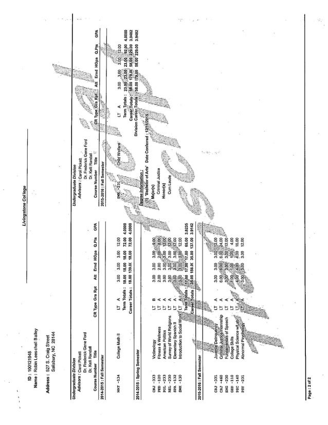 LC Unofficial Transcript | PDF