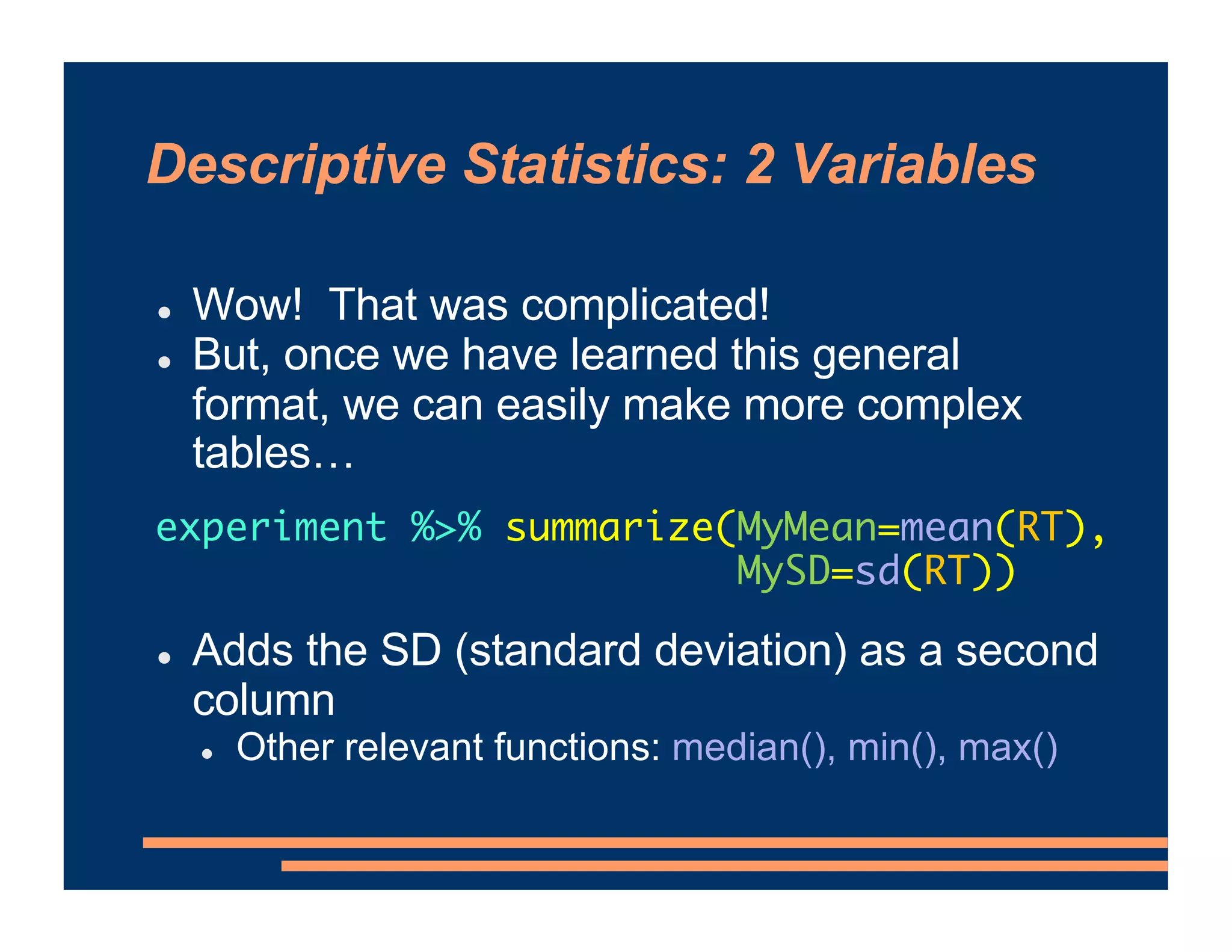 Mixed Effects Models - Descriptive Statistics | PDF