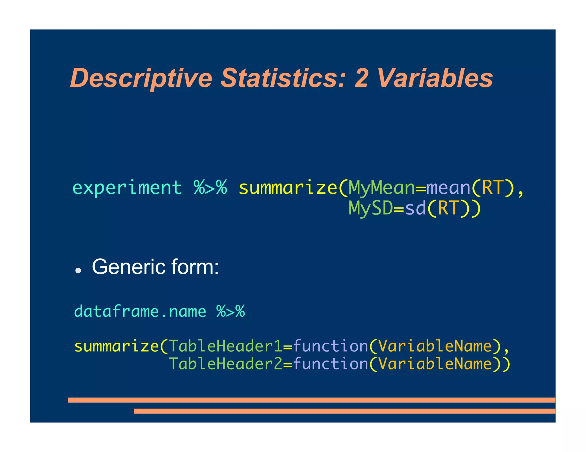 Mixed Effects Models - Descriptive Statistics | PPT