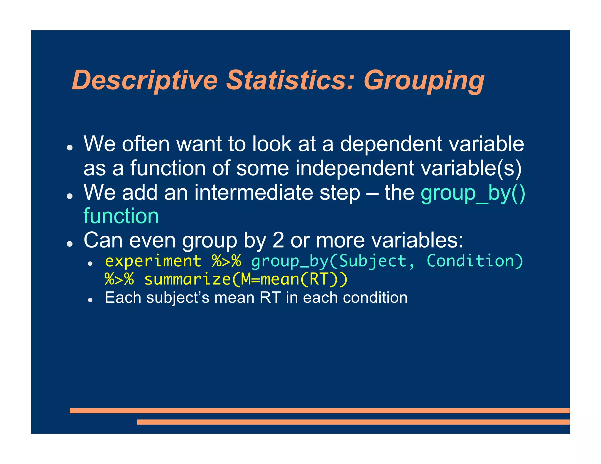 Mixed Effects Models - Descriptive Statistics | PDF