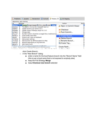 Git Tutorial EclipseCon France 2014 - Git Exercise 02 - develop a feature | PDF