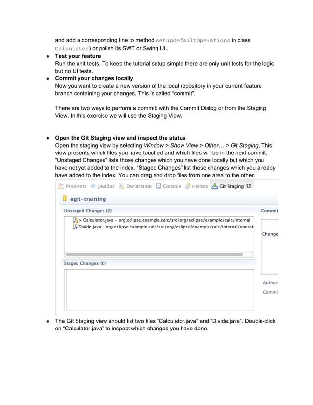 Git Tutorial EclipseCon France 2014 - Git Exercise 02 - develop a feature | PDF