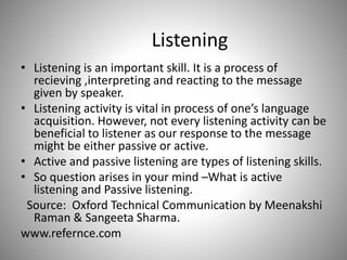 Active and Passive Listening- Presentation | PPTX