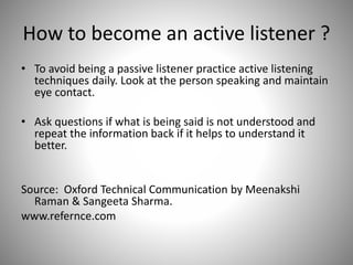 Active and Passive Listening- Presentation | PPTX