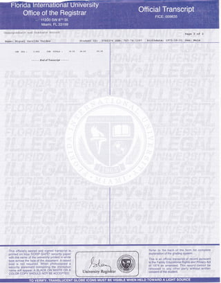 2012 FIU Transcripts Miguel Garrido Valdes | PDF | Undergraduate Education | College Education
