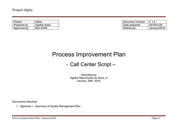 Alpha Case Study - Process Improvement Plan_Sample | PPT