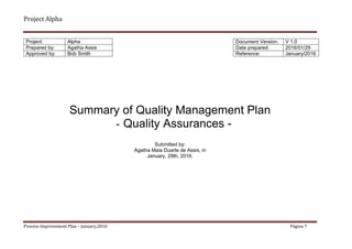 Alpha Case Study - Process Improvement Plan_Sample | PDF