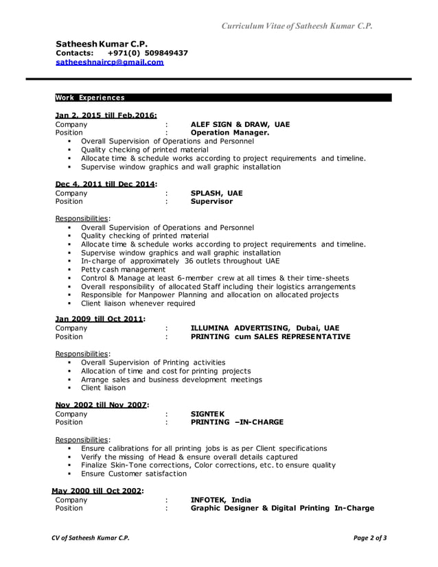 Satheesh+Kumar+C.P.+Resume | DOCX | Desktop Publishing | Computer Software and Applications