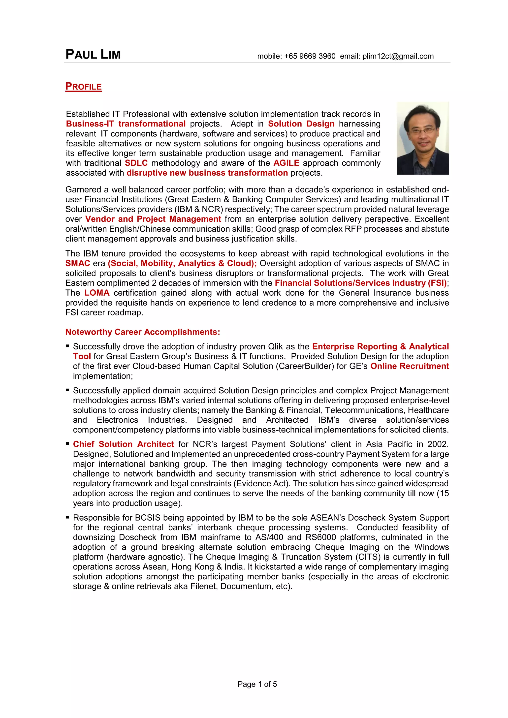 Paul Lim - CV Jan 2017 | PDF