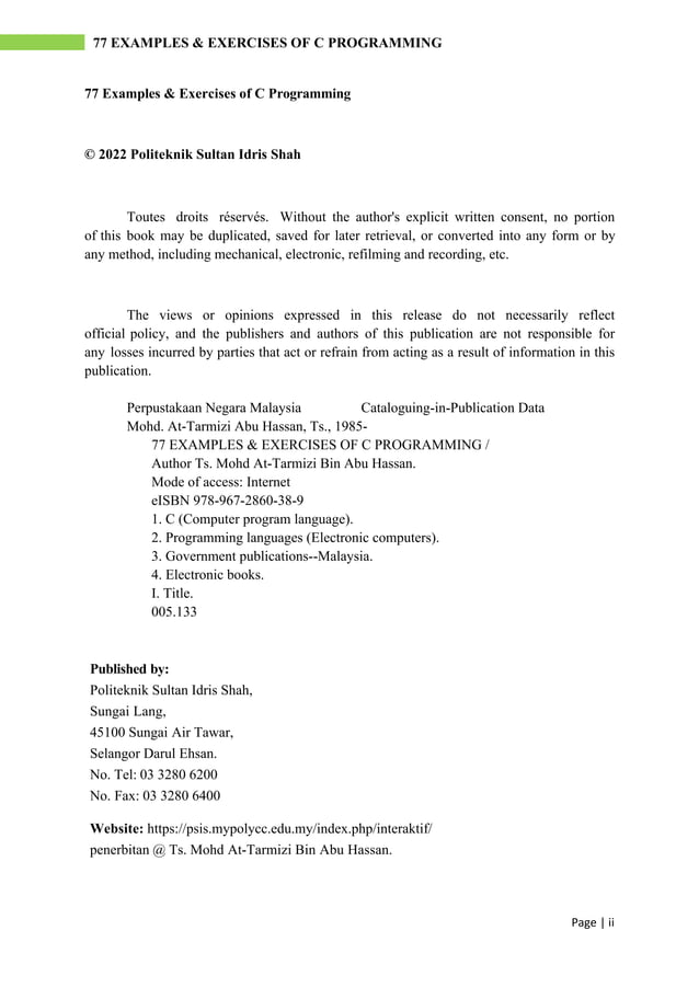 02 Ebook 77 Examples and Exercises of C Programming.pdf | Programming ...