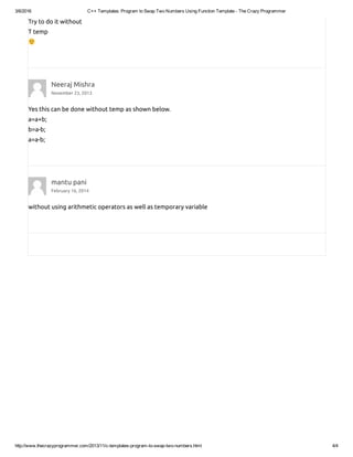 C++ Templates_ Program to Swap Two Numbers Using Function Template ...