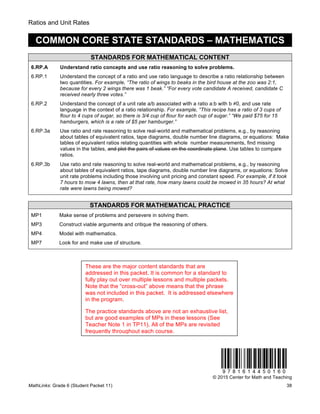 02 Example of Student Packet - annotated (Gr 6 - SP11) ratio | PDF