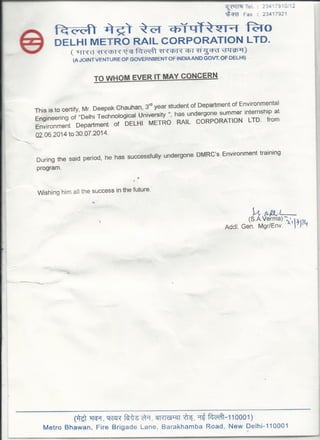 Deepak intern DMRC | PDF