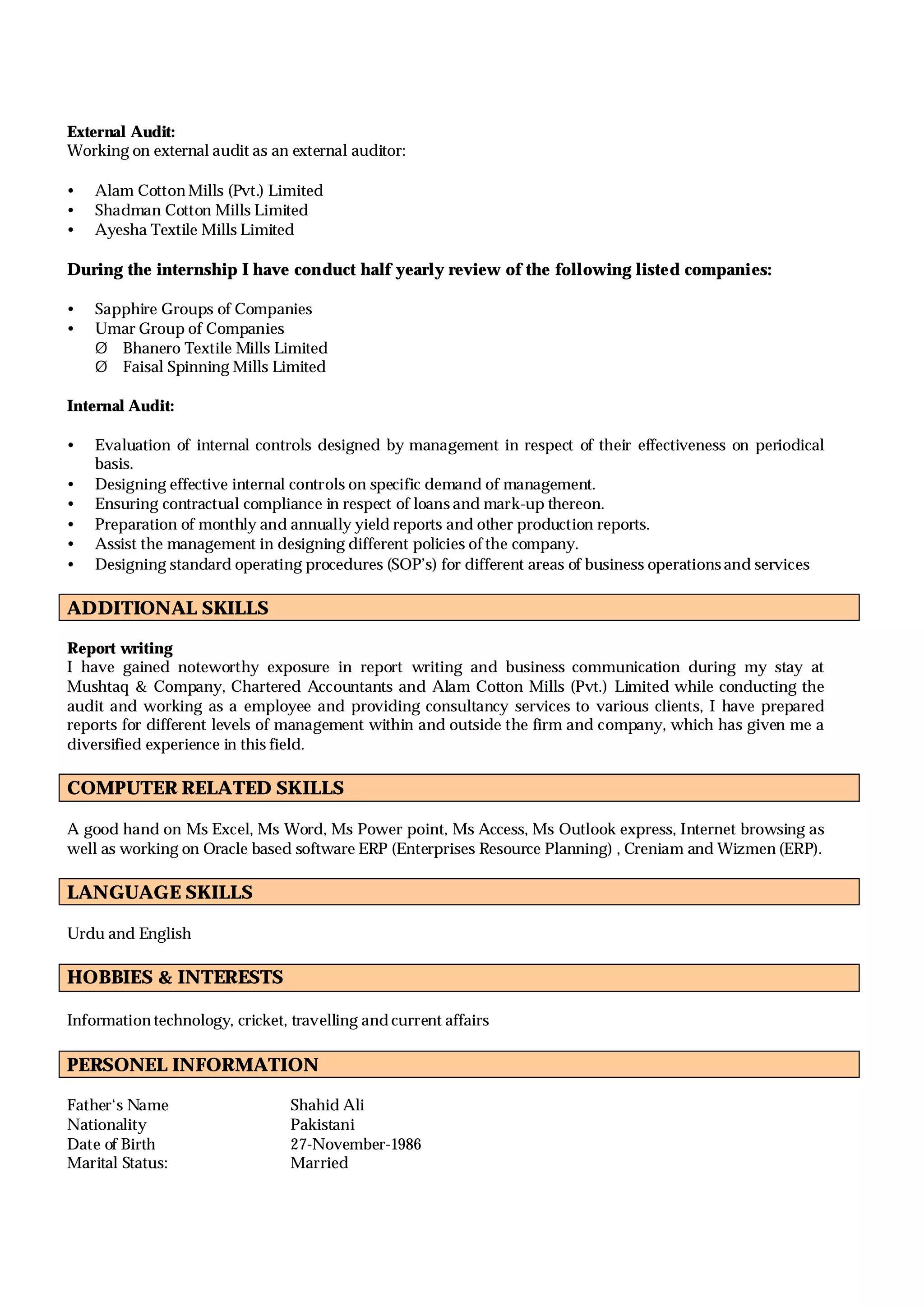 Resume Ayyaz Ali Shahid | PDF