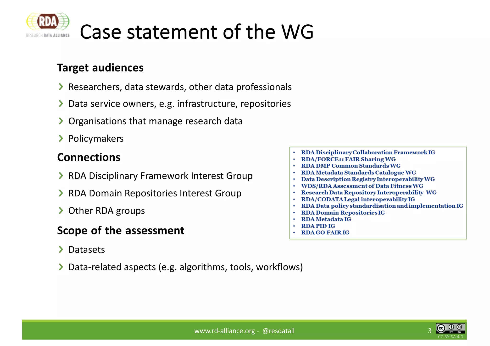 Updates on the FAIR Data Maturity Model RDA Working Group & the DG RTD ...