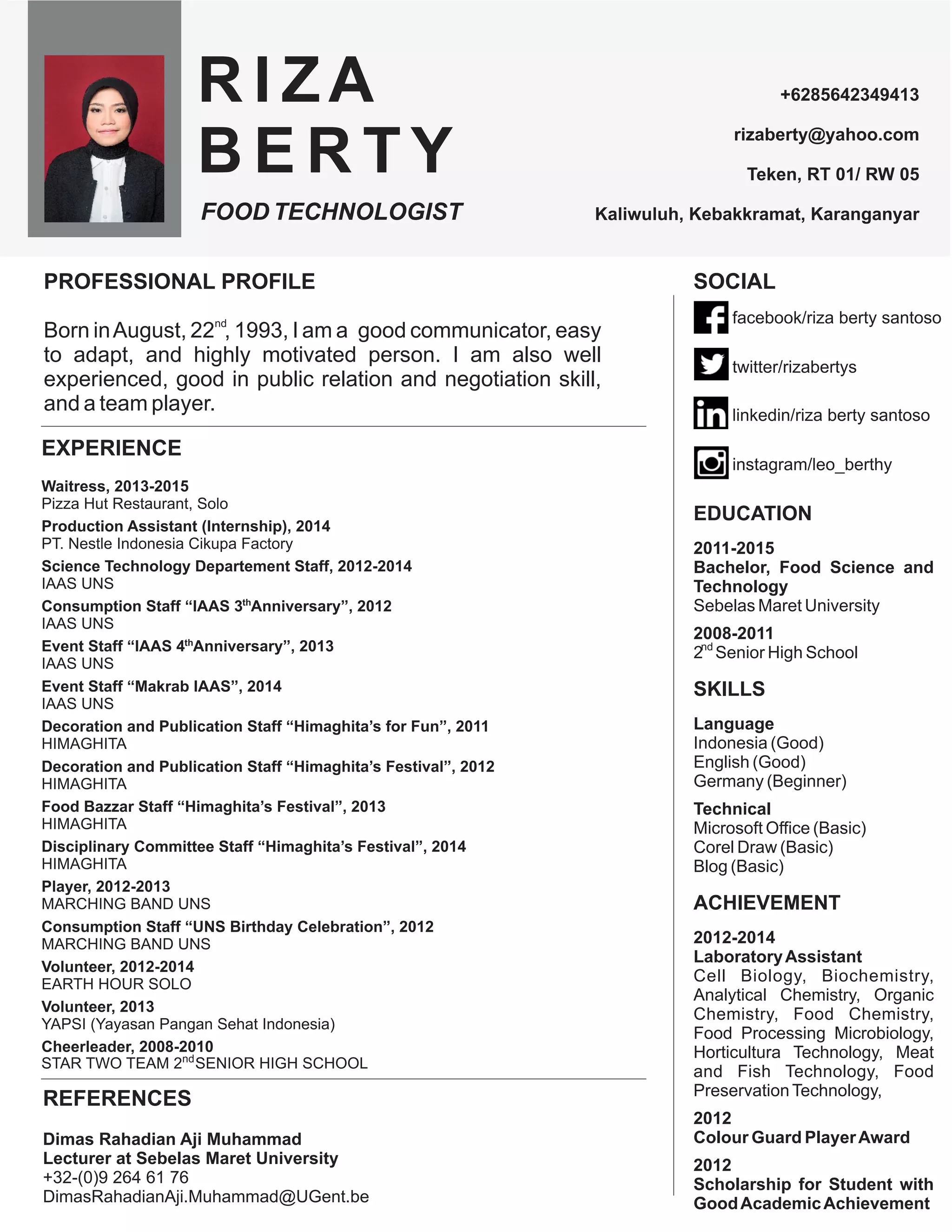 CV RIZA BERTY SANTOSO | PDF