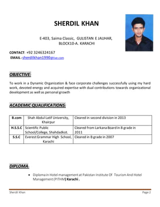 Sherdil Khan cv and Cover letter | DOCX | Business | Business and Finance