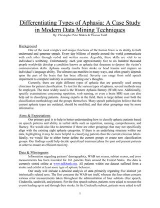 Differentiating Types of Aphasia, A Case Study in Modern Data Mining Techniques | PDF