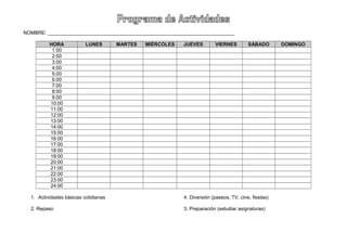 Formato Programa Actividades | DOC