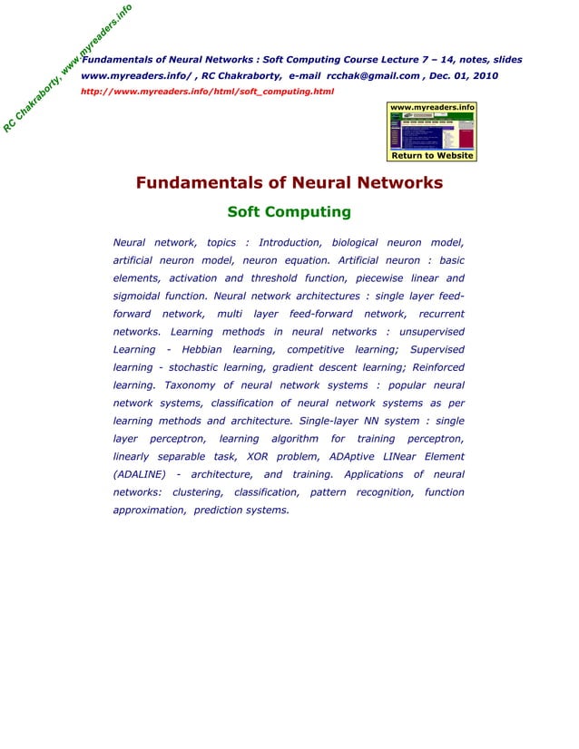 Fundamentals Of Neural Network Soft Computing Pdf Artificial