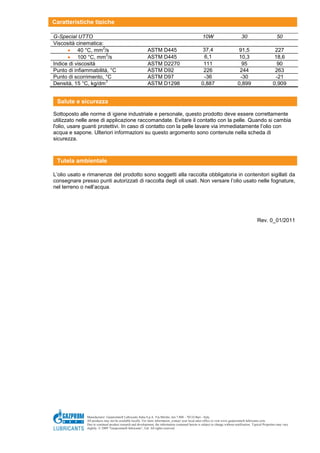 G-Special UTTO 10W, 30, 50 - Olio Trasmissioni - Fornid | PDF