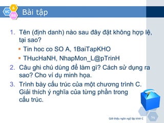 Phần 2: Giới thiệu ngôn ngữ lập trình C | PDF